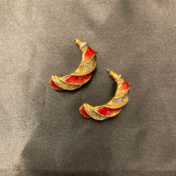 Jewelry | Vintage 198s Crystaline Half Moon Enamel Earrings | Poshmark